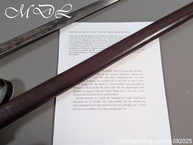 British WW1 RFC Officers Sword R V Walker MC – Michael D Long Ltd ...